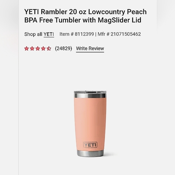Yeti | Dining | New Yeti Rambler 2oz Tumble Lowcountry Peach | Poshmark
